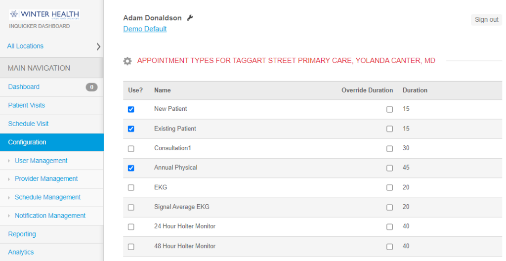 How to Add a New Appointment Type to a Schedule – InQuicker Support